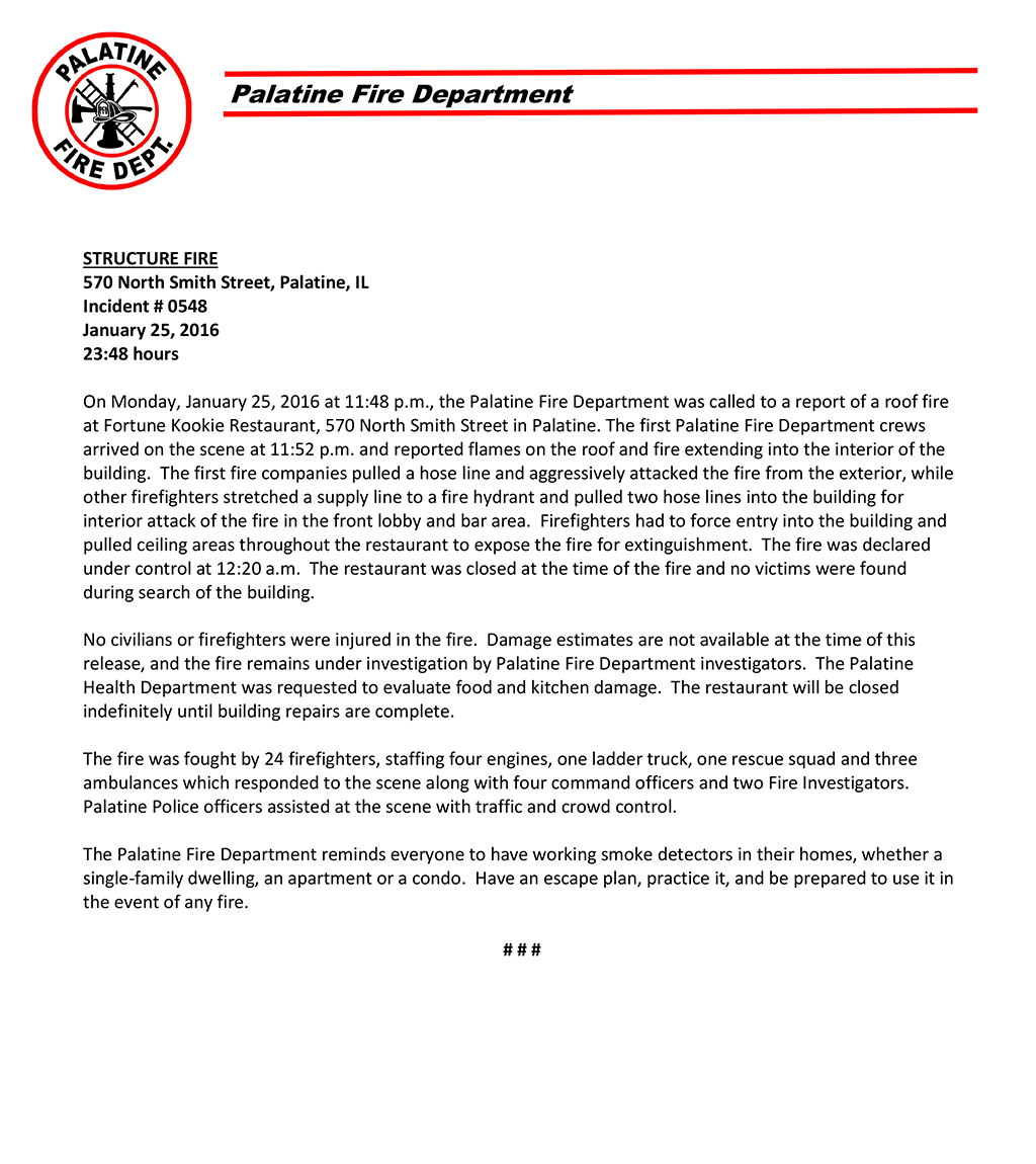 Working fire in Palatine, 1-25-16 « chicagoareafire.com